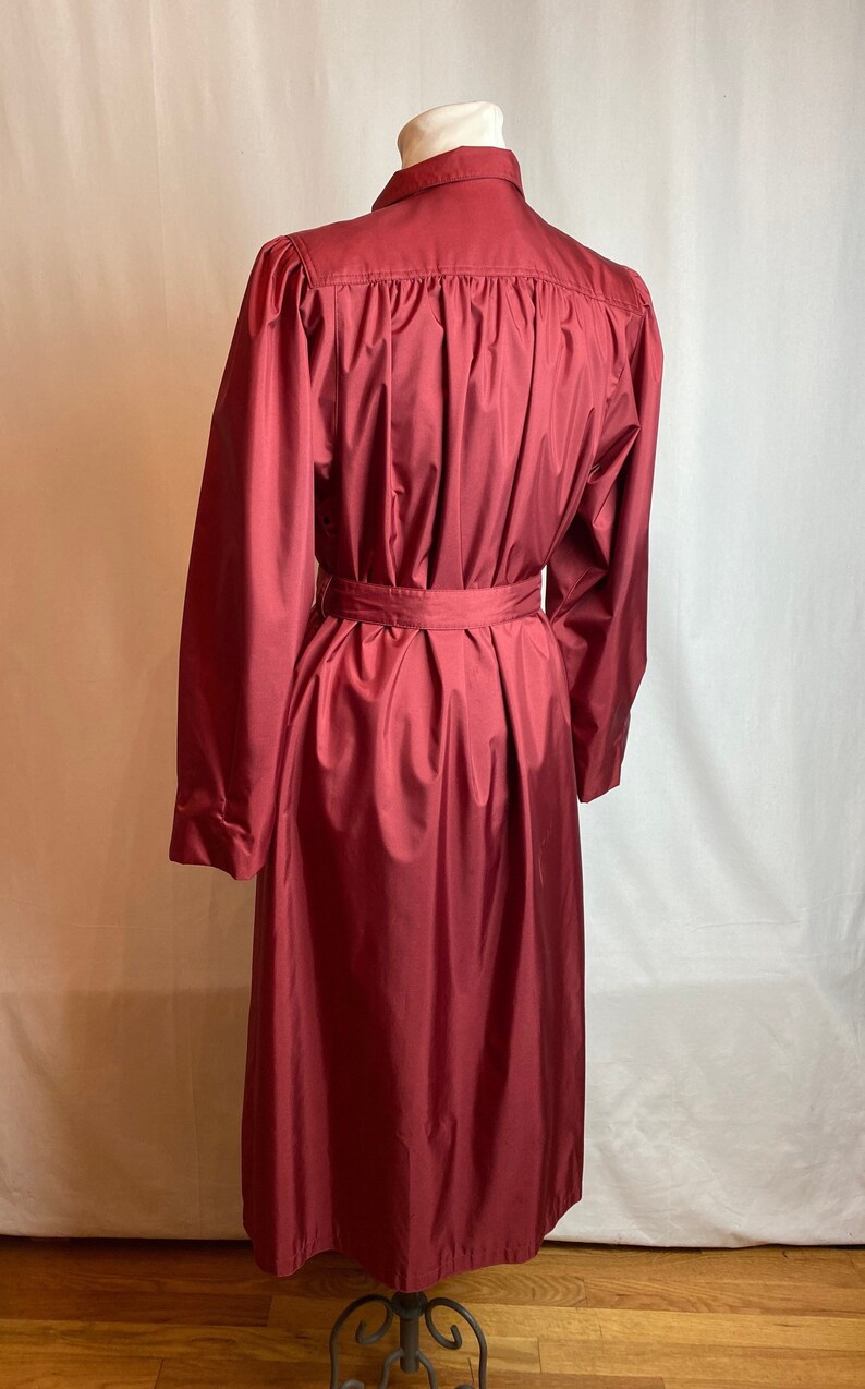 70’s Women’s Coat~ Belted Waist~ Burgundy Red Flared ~ Raincoat ~puff ...