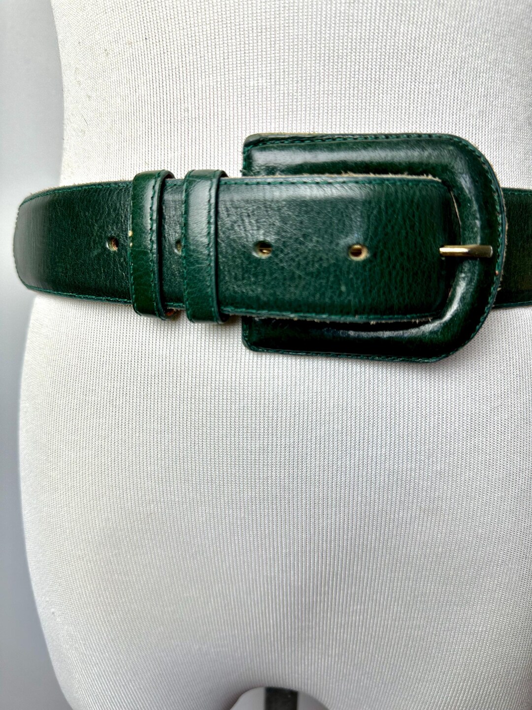 90’s Dark Kelly Green Leather Belt~ Skinny Trouser Belts Dress Belts ...