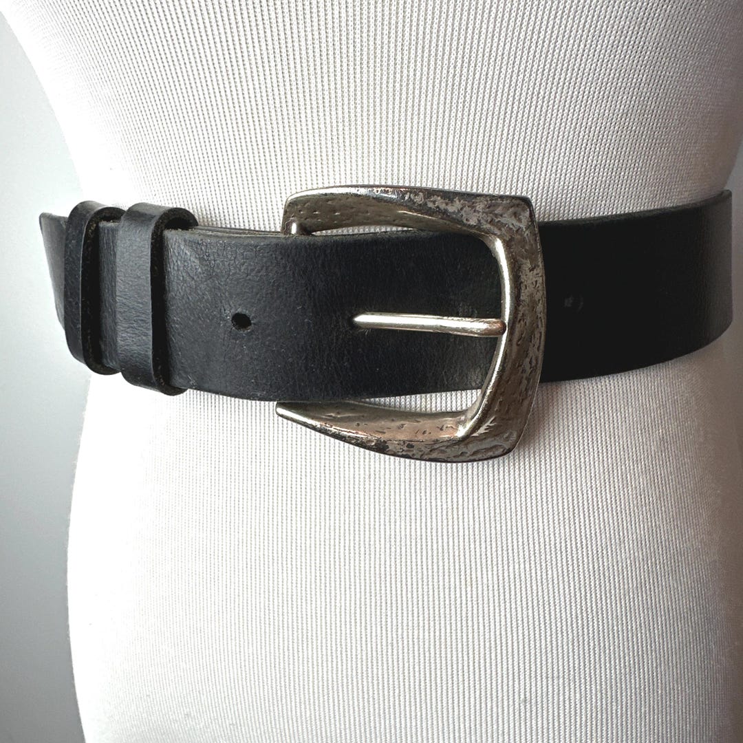 Chunky Wide Black Leather Belt~ Snap on off Buckle~ Rocker Chick Vibes ...
