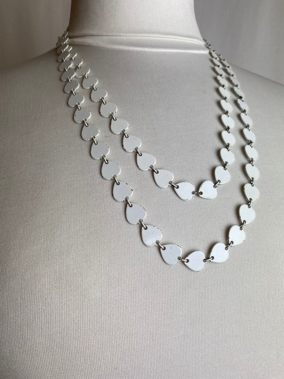 Vintage 60s Necklace White Long Beaded Bobble Chain Link metal Groovy Mod Layered Retro Necklaces long Length 1960s Costuming Etsy