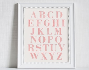 Watercolor Alphabet Chart Art Print blue - Etsy