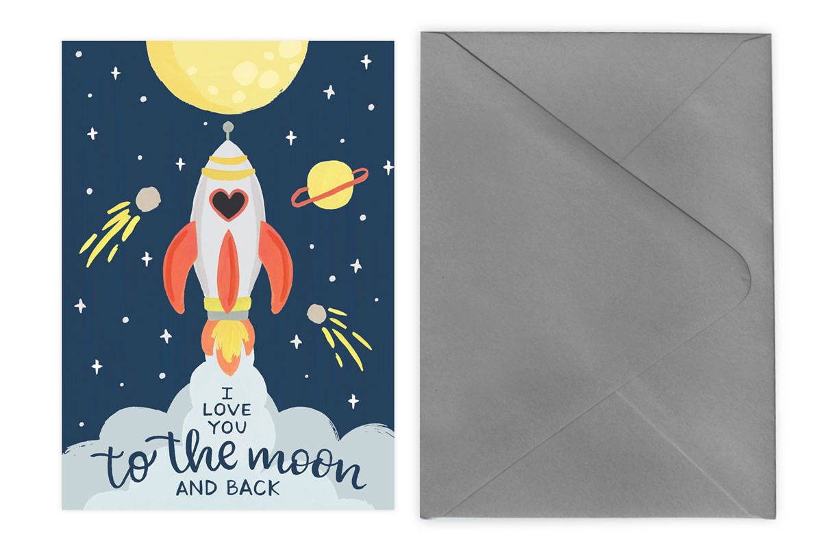 I Love You to the Moon and Back Card - Etsy