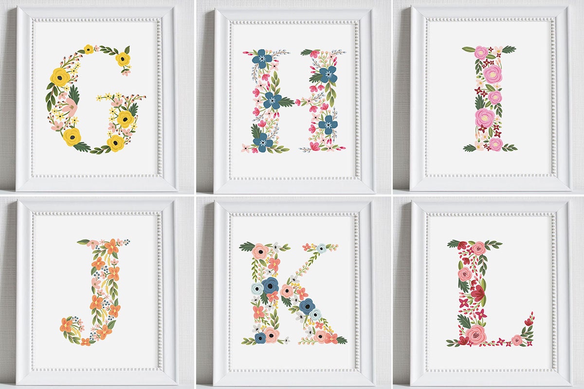 Bloom Alphabet Letters Art Prints - Etsy