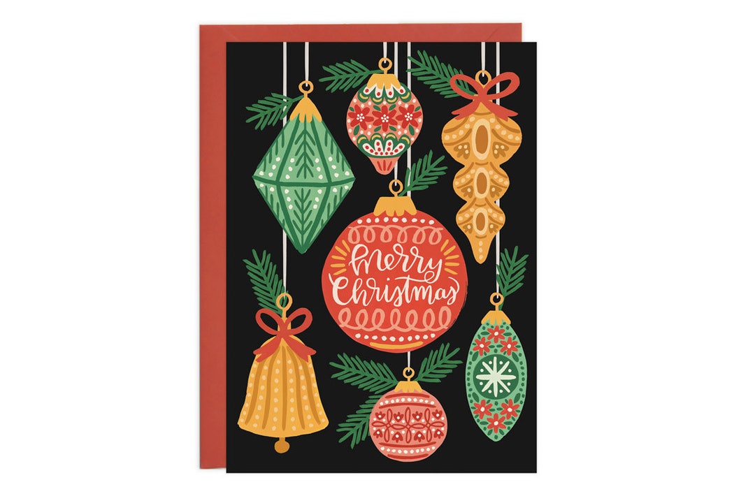Ornaments Christmas Card single or Box Set - Etsy
