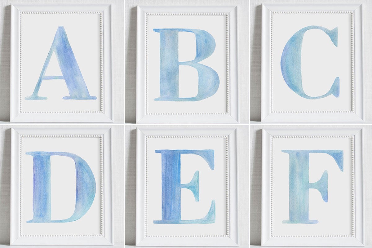 Watercolor Alphabet Letters Art Prints - Etsy