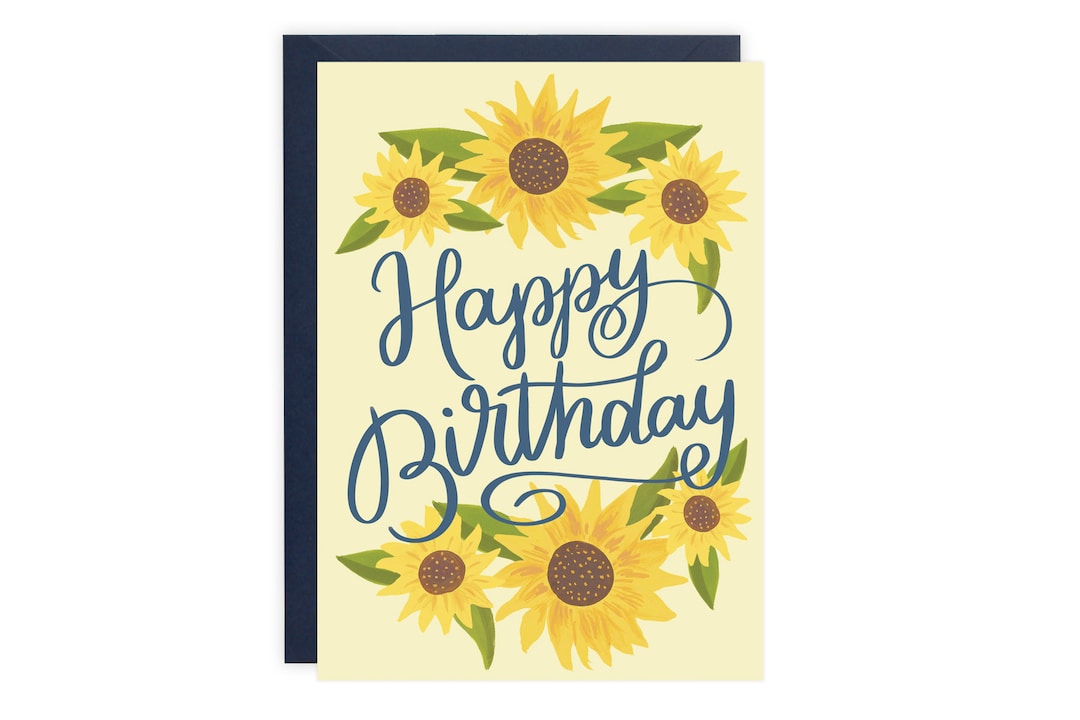 Sunflower - Birthday Card - Etsy