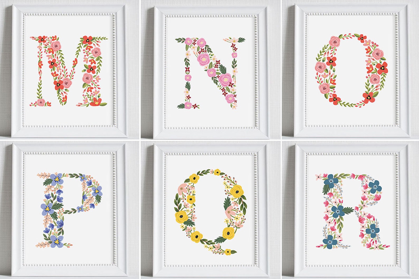 Bloom Alphabet Letters Art Prints - Etsy