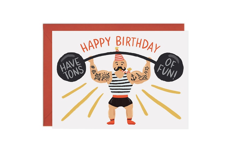 Strong Man Birthday Card - Etsy