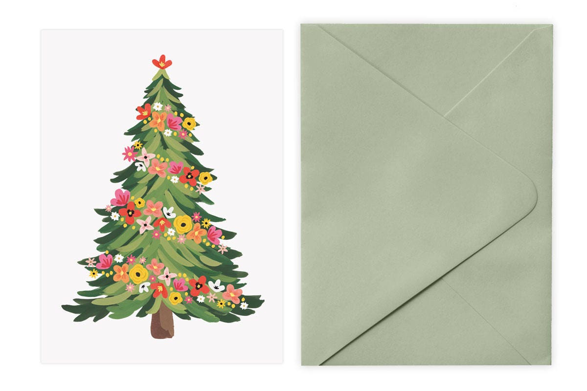 Bloom Christmas Tree Christmas Card Single or Box Set | Etsy