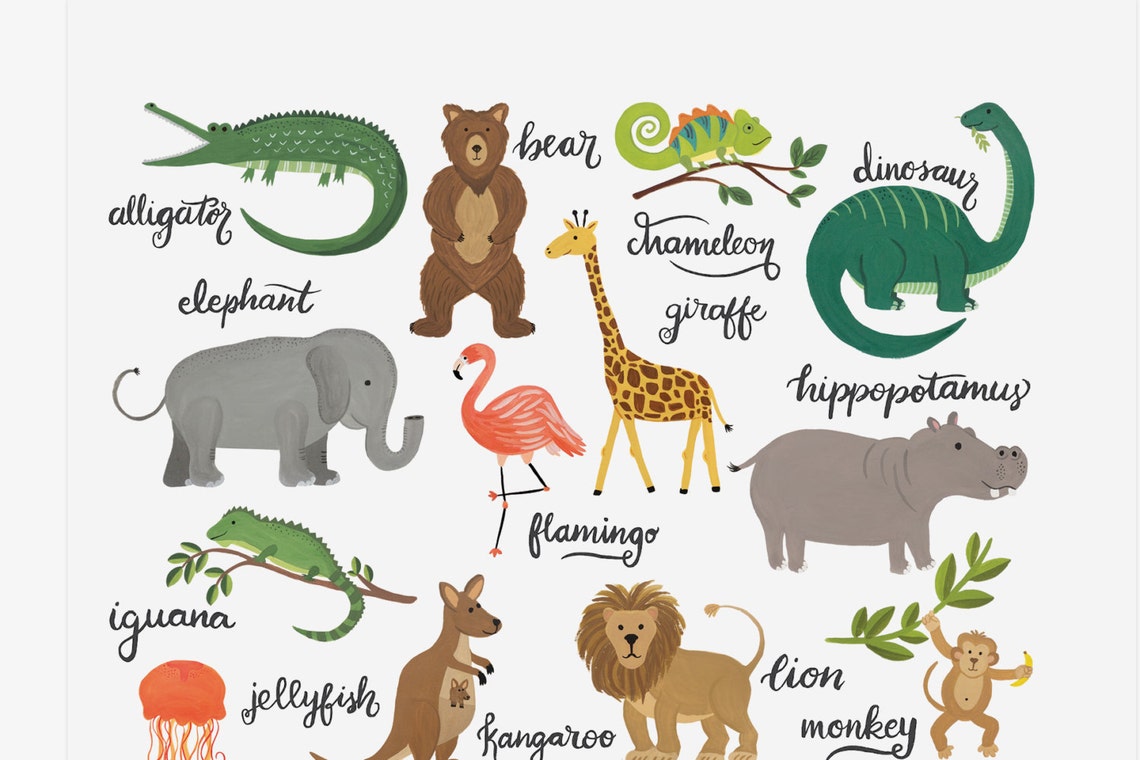 Animal Alphabet Chart - Art Print - Etsy