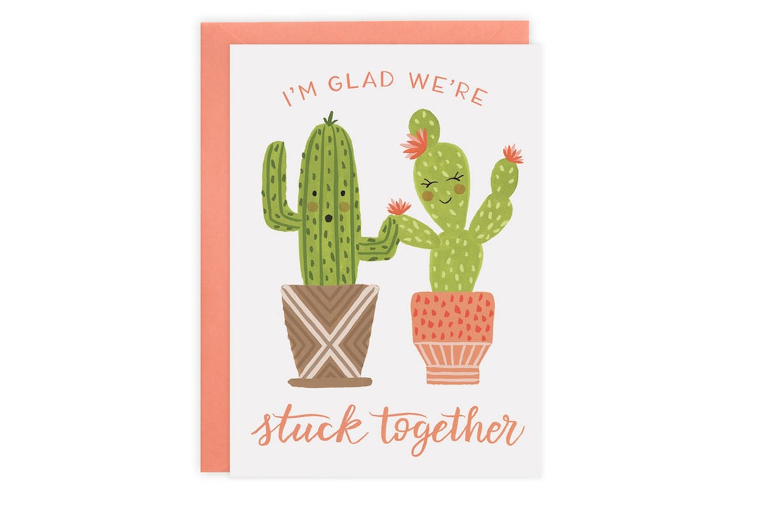 Stuck Together (cactus) Card - Etsy