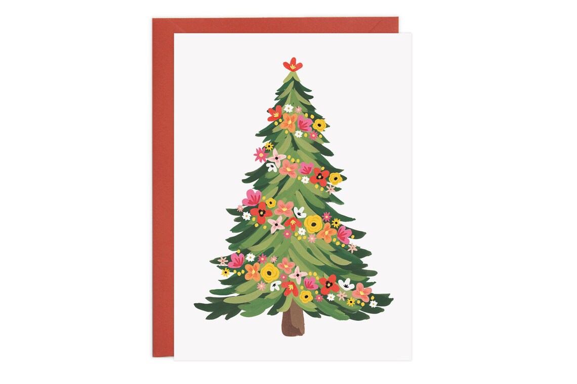Bloom Christmas Tree Christmas Card single or Box Set | Etsy