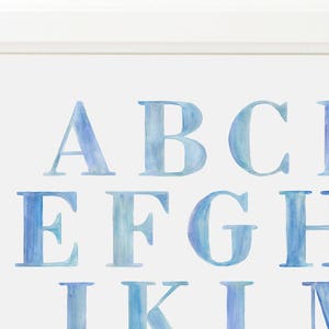 Watercolor Alphabet Chart Art Print blue - Etsy