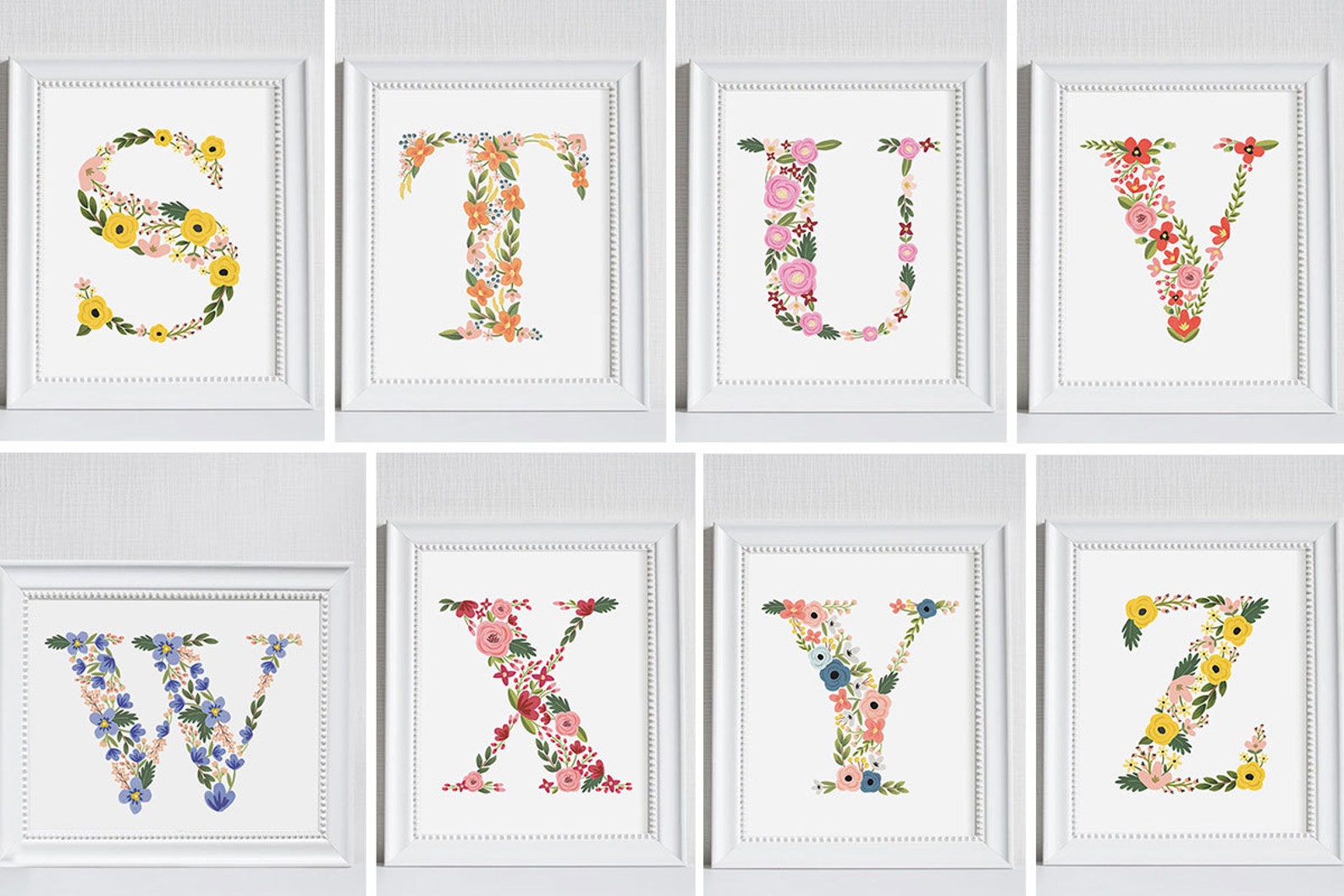 Bloom Alphabet Letters Art Prints - Etsy