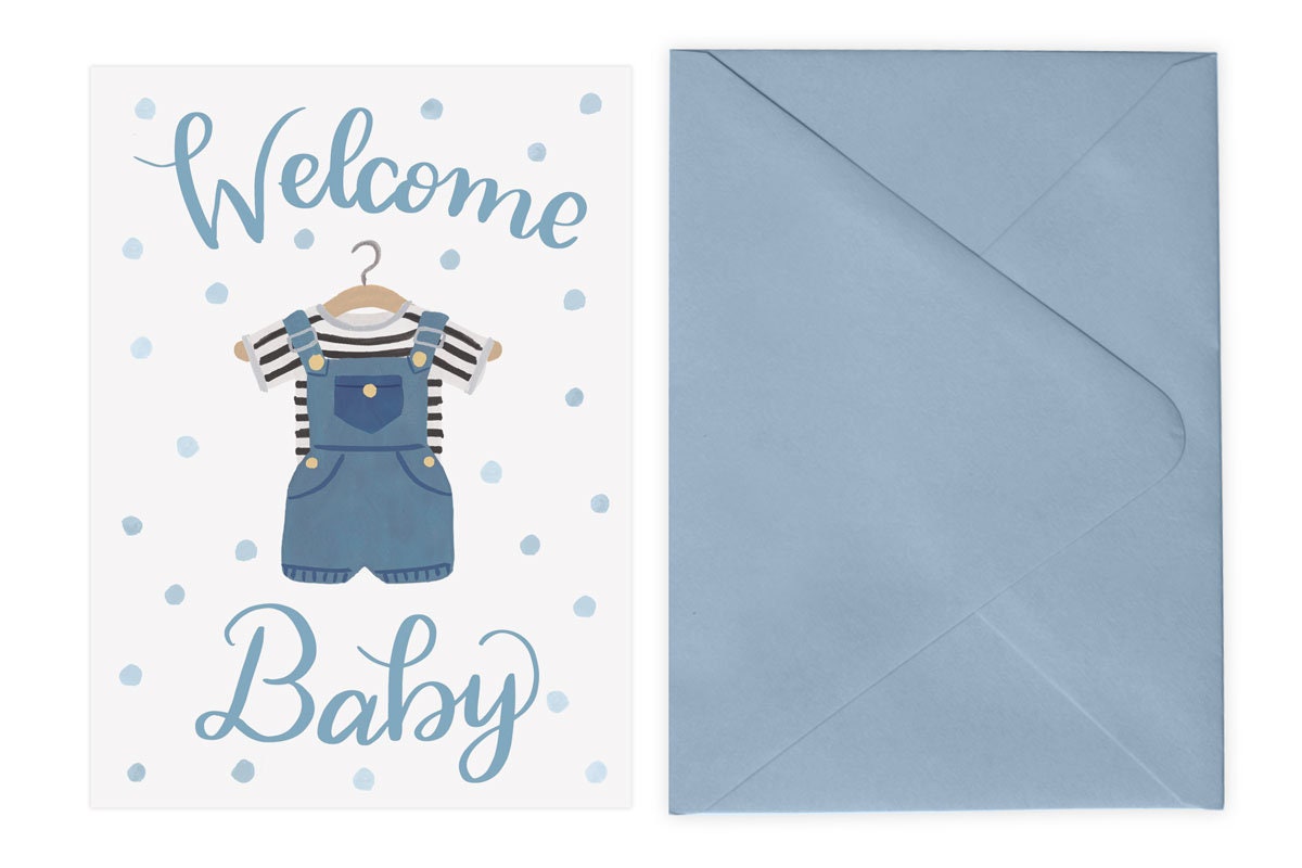 Welcome Baby Card boy OR Girl | Etsy