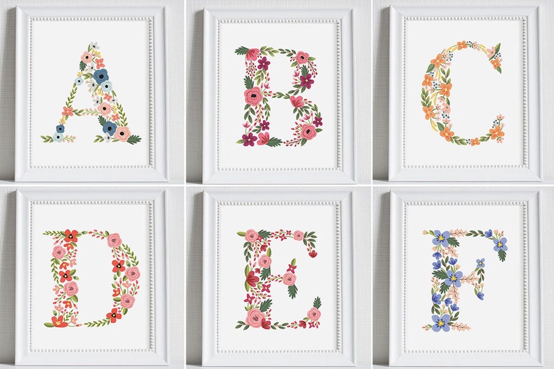 Bloom Alphabet Letters Art Prints - Etsy