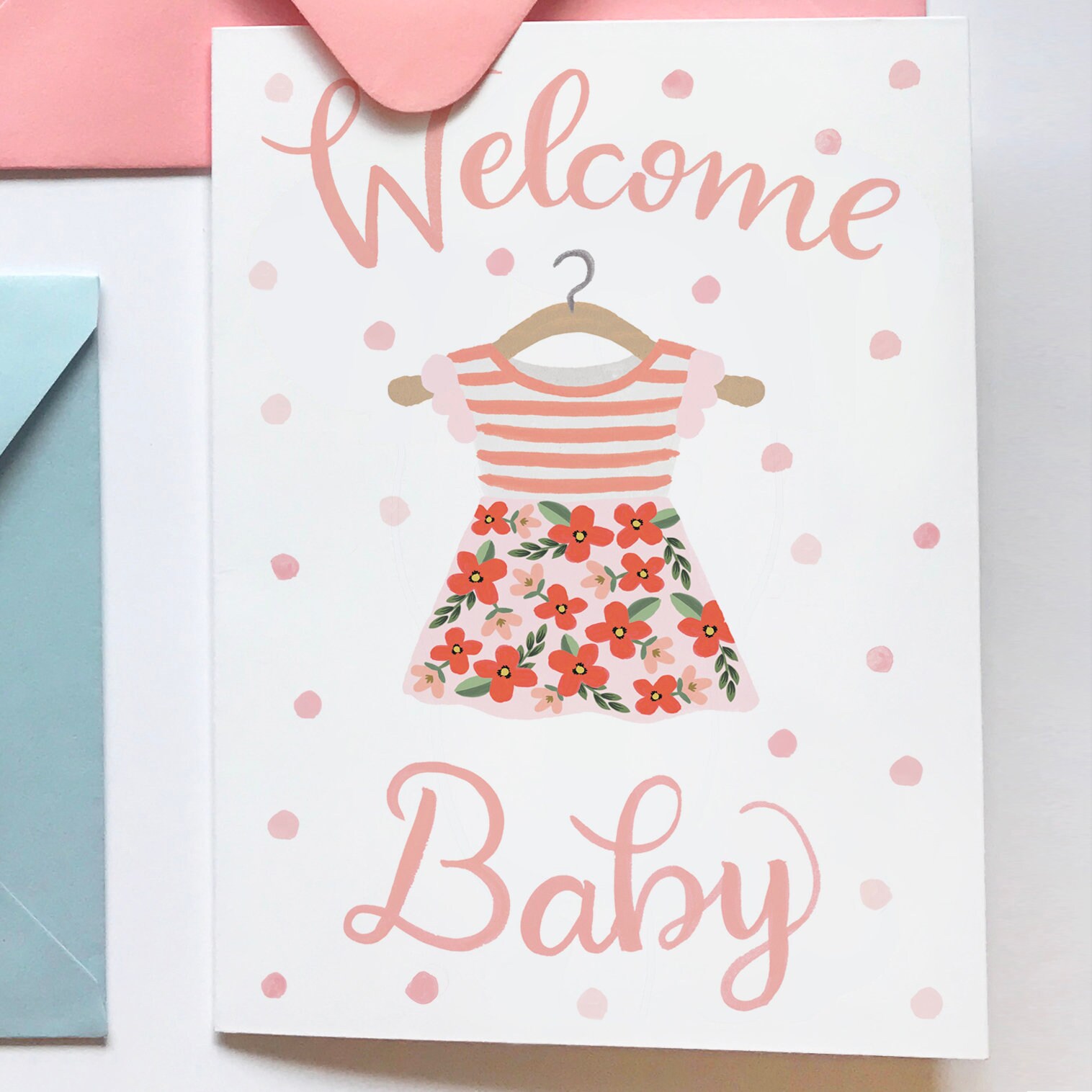 Welcome Baby Card boy OR Girl | Etsy