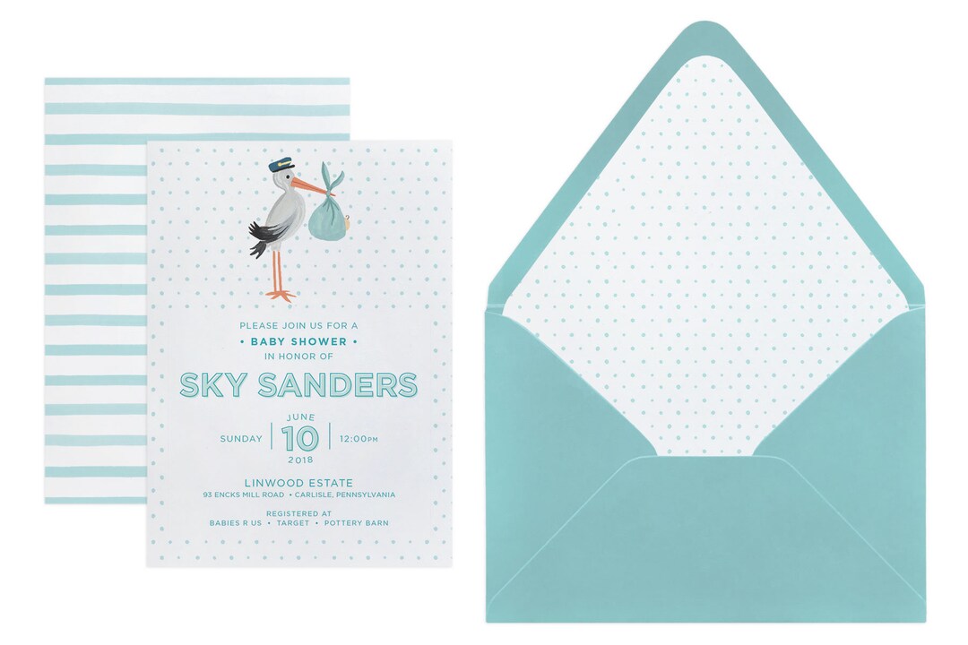 Stork Invitation Customize Your Text - Etsy