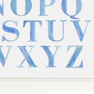 Watercolor Alphabet Chart - Art Print (blue) - Etsy