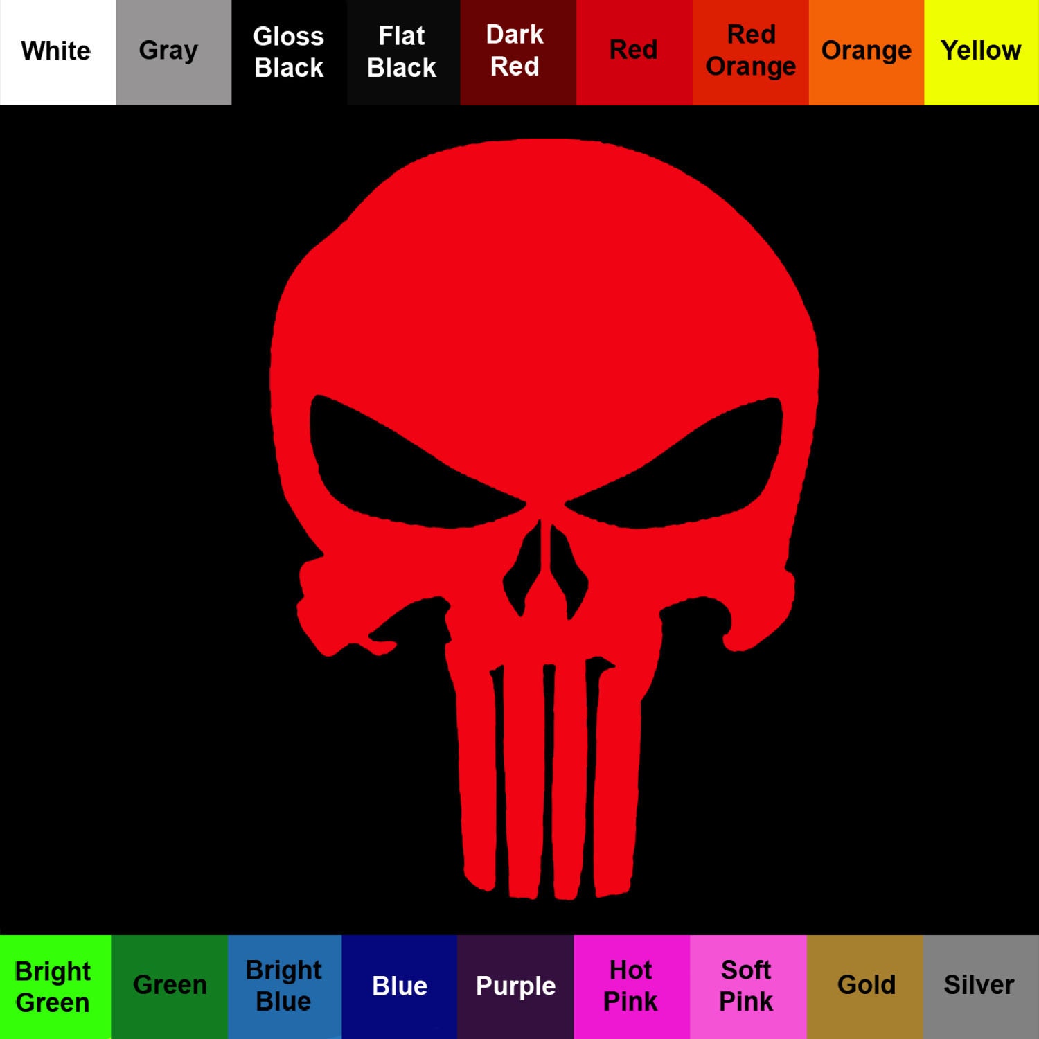 Punisher Decal Large Skull Sticker | Etsy