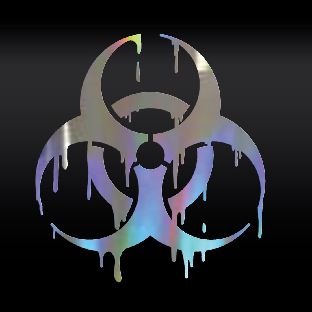 Biohazard Decal - Dripping Chrome Sticker - Etsy