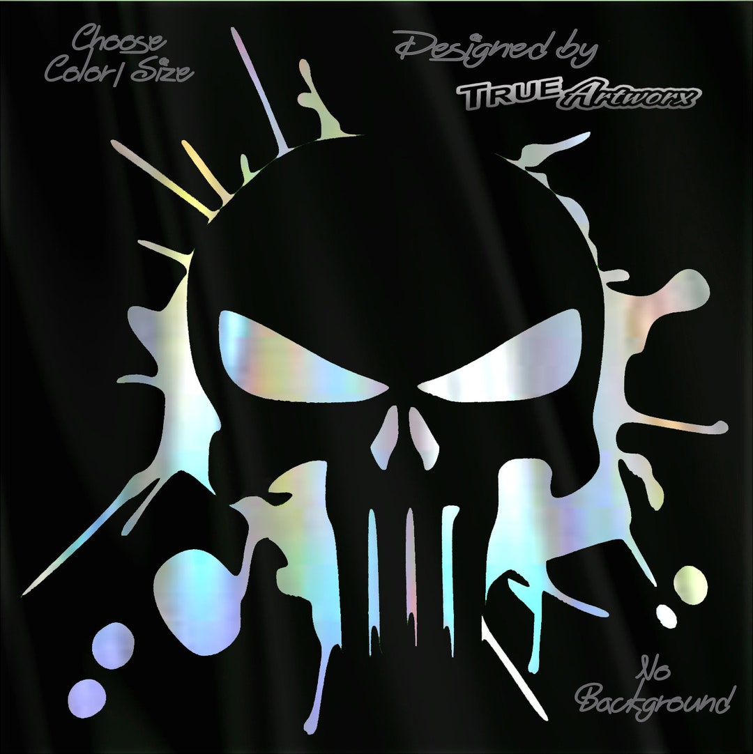 Punisher Skull Splatter Decal - Chrome Vinyl Sticker - Etsy