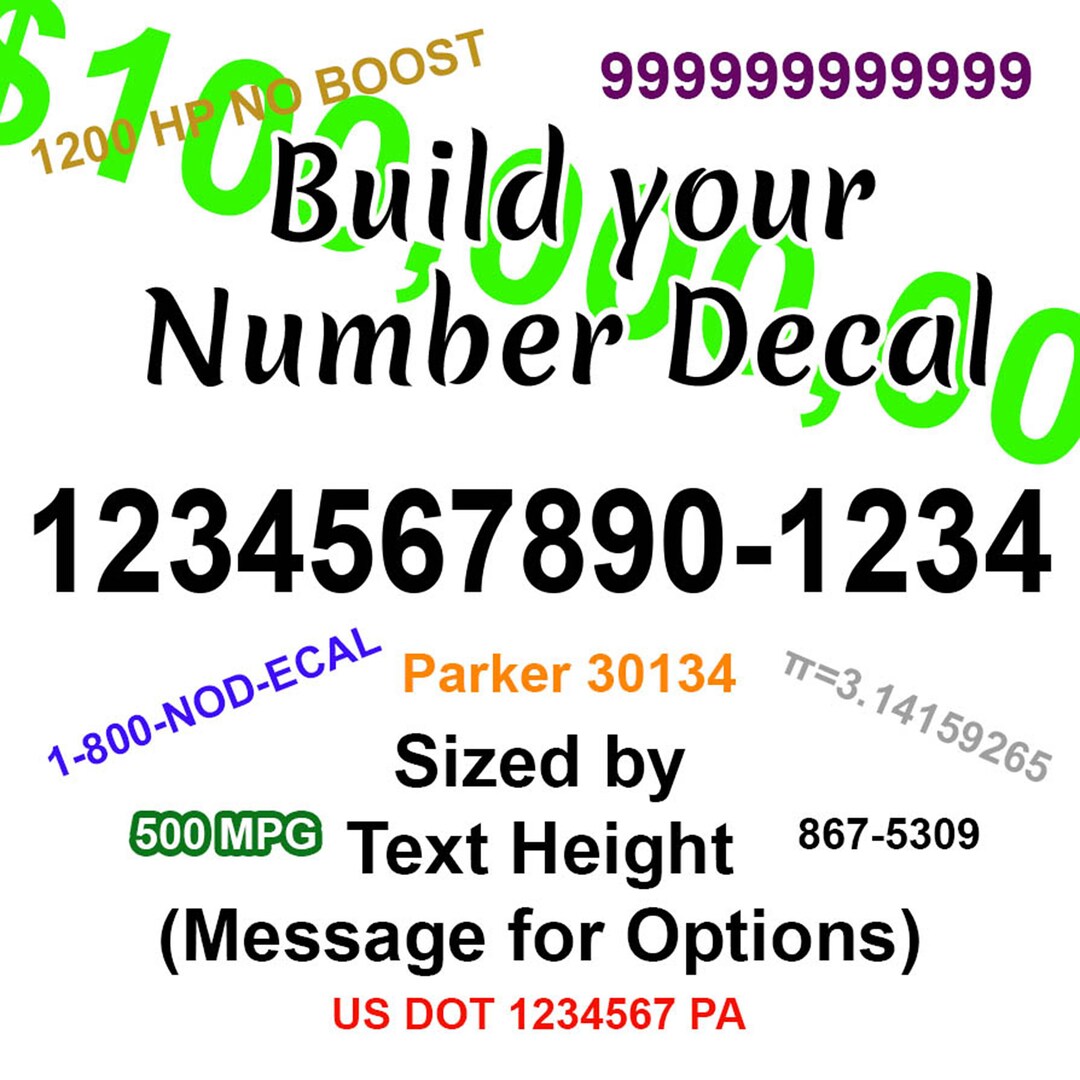 Build Your Number Color Vinyl Decal Sticker - Etsy