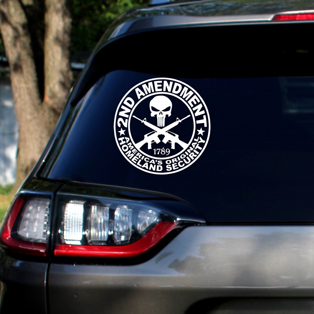2nd Amendment Punisher Decal - Vinyl Gun Rights Sticker - Choose Color ...