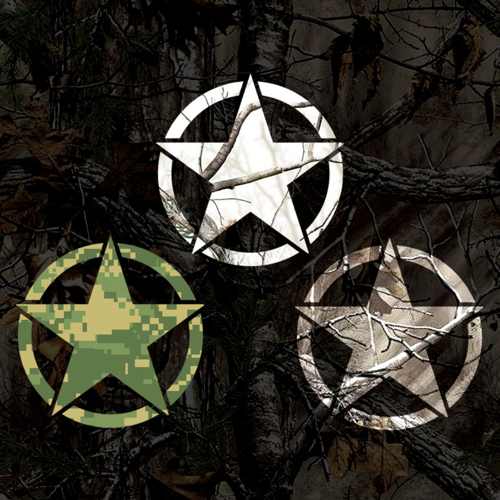 Camouflage Military Star Decal - Choose Pattern and Size - Etsy