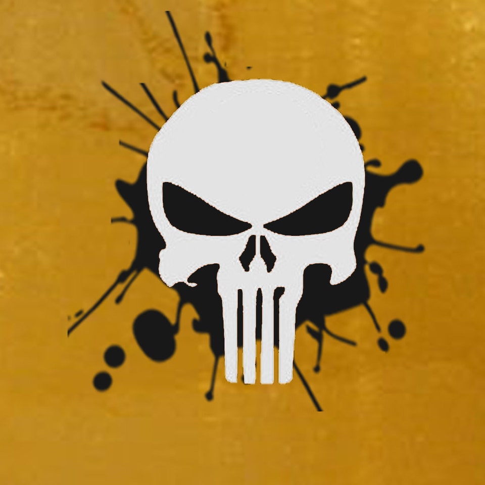 Punisher Skull With Outline Splatter Decal - Vinyl Punisher Sticker ...