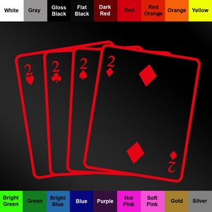 Deuces Decal - Playing Card Set Sticker - Choose Color & Size - Etsy