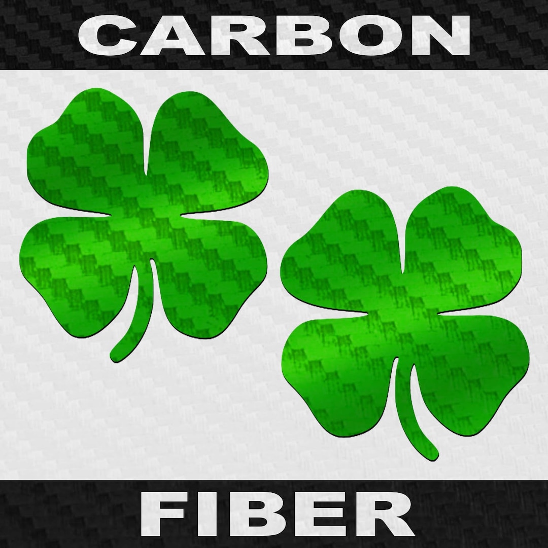 Four Leaf Clover Decal - Carbon Fiber Sticker 2 Pack - Choose Color ...