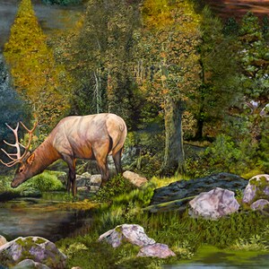 Quilting Treasures - Wandering Elk - 29483-X - Elk Scenic - Animals ...