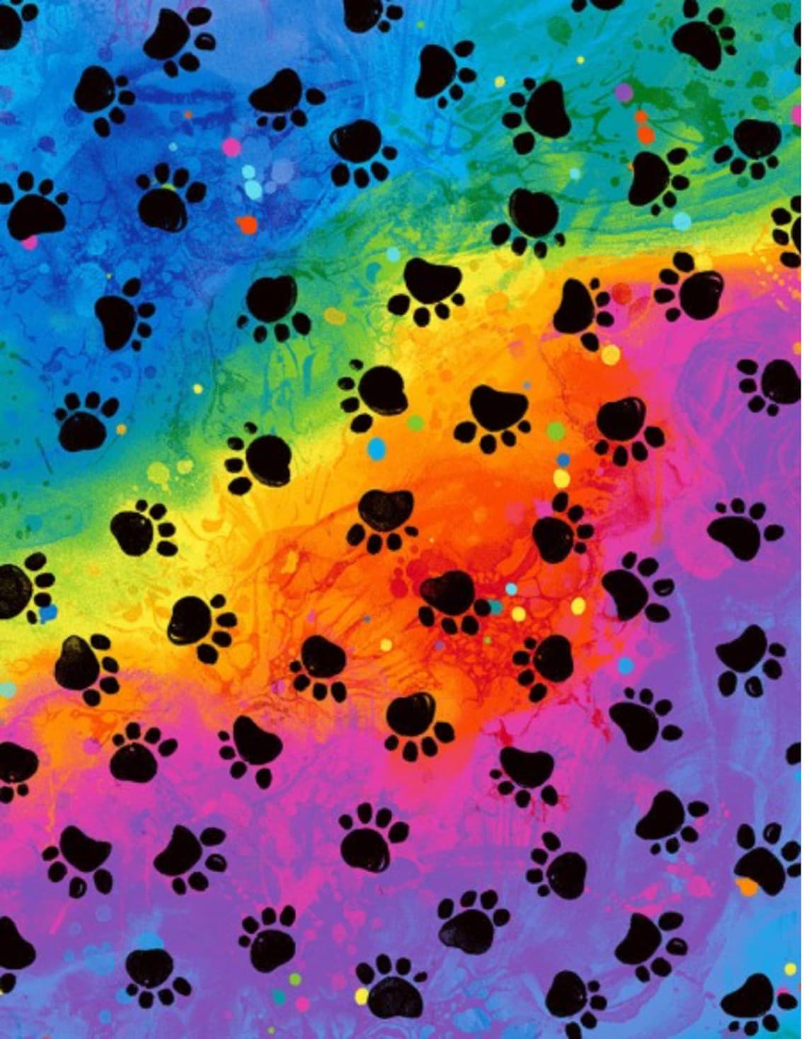 Timeless Treasures Painted Rainbow Paws Cat-c7486-rainbow - Etsy