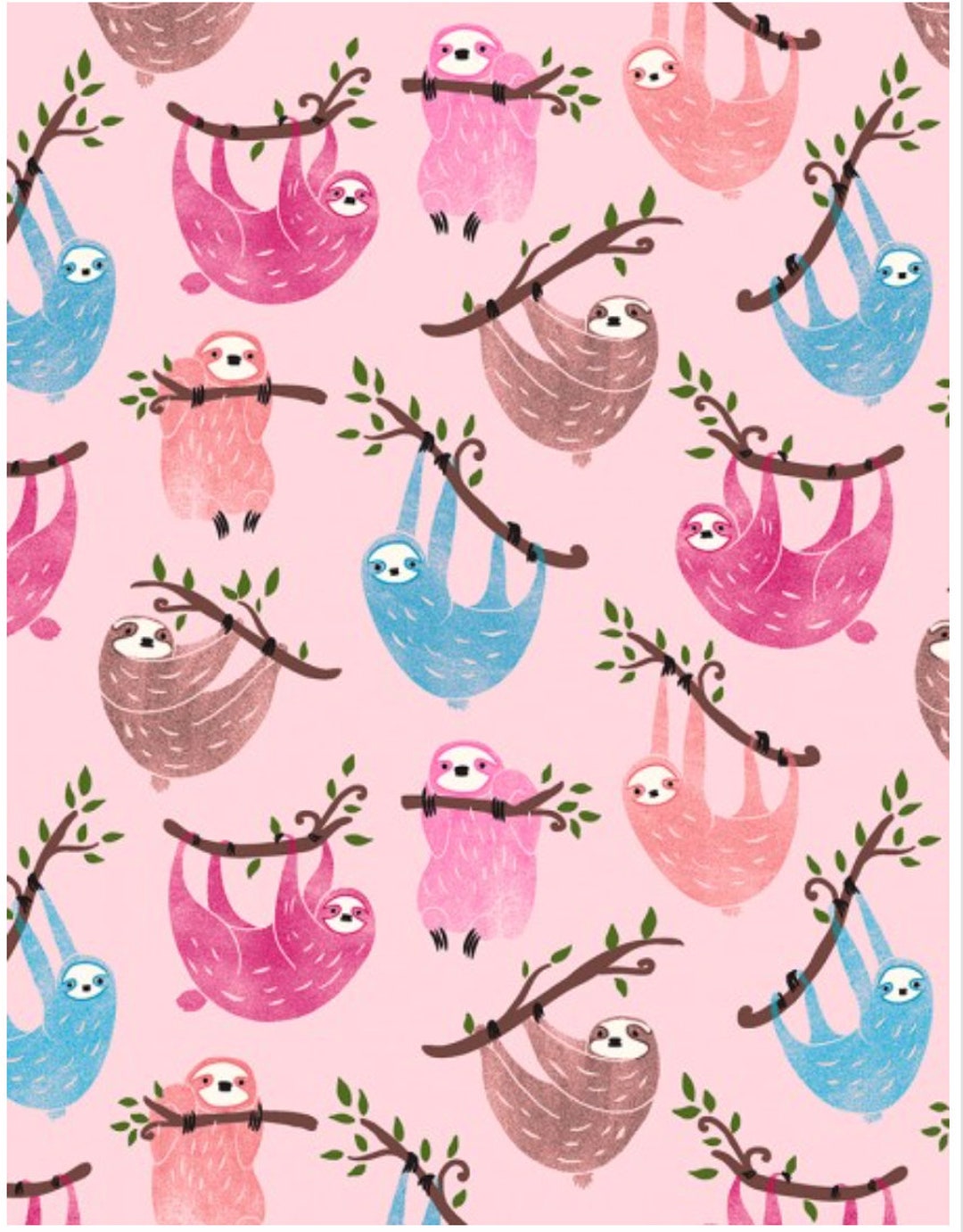 Timeless Treasures - All Over Sloths - Fun-c6611-pink - Animals ...
