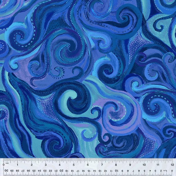 Blue Swirl Fabric - Etsy