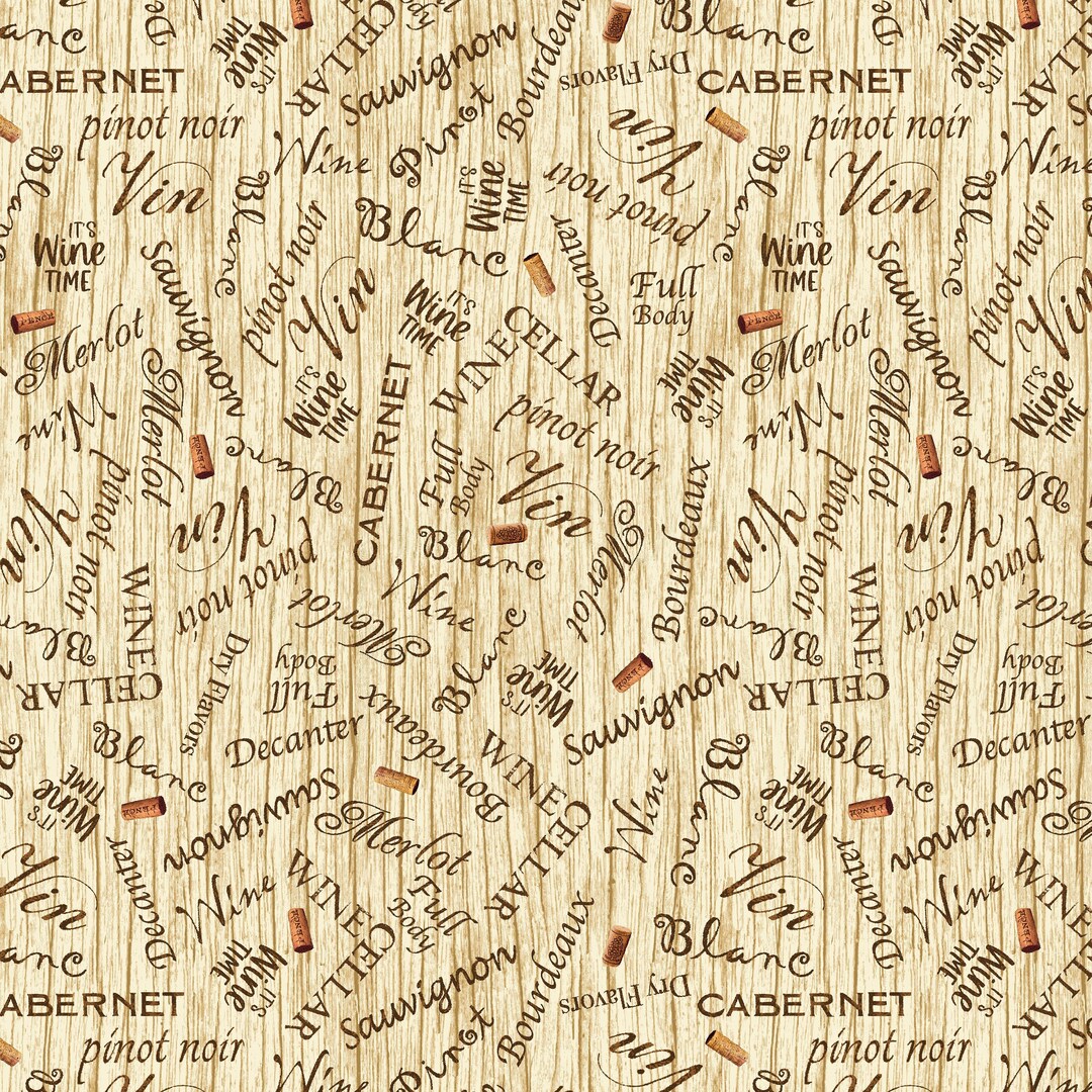 Timeless Treasures - Wine Variety Words & Corks - CD1934 - Wine Names ...