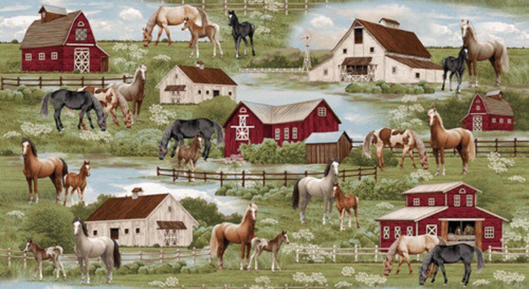 Henry Glass - Cottonwood Stable - 3057-66 - Horse Scenic - Barns ...