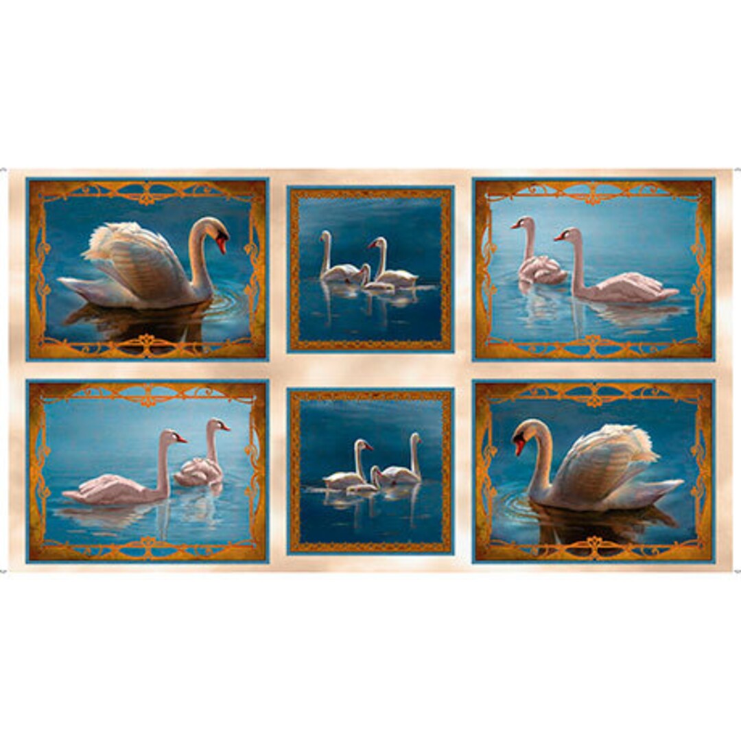 Quilting Treasures Splendid Swans Swan Picture Patches 26663-E Panel ...