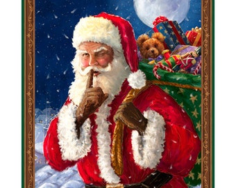 Quilting Santa Fabric Panel - Etsy