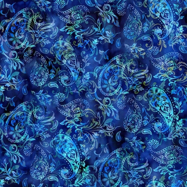 Blue Paisley Fabric - Etsy