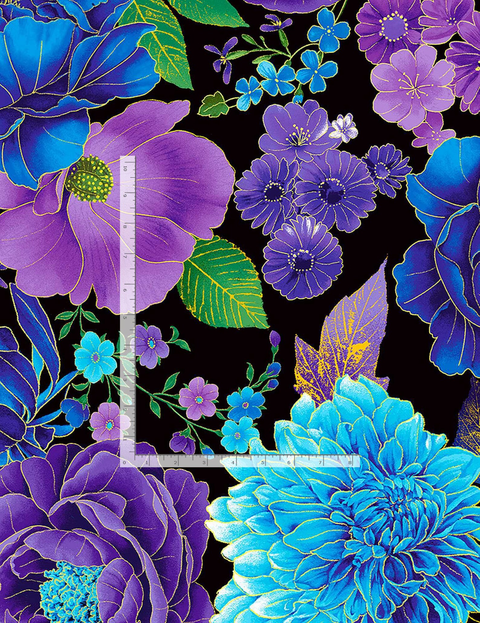 Timeless Treasures Utopia CM1020 Blue Metallic Floral - Etsy