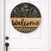 Round Welcome Door Sign, Farmhouse Floral Front Door Decor, Rustic ...