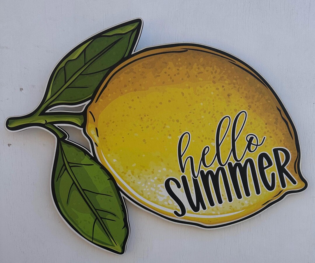 Hello Summer Lemon Door Hanger, Summer Front Door Decor, Bright Outdoor ...