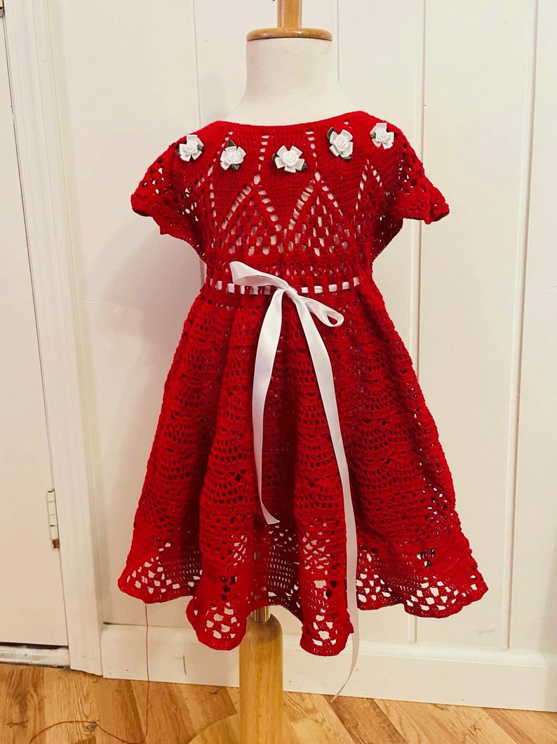 Real Red Crocheted Dress Pattern, Crochet Pattern - Etsy