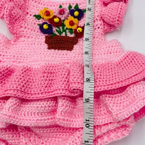 Pink Ruffles Handmade Crocheted Baby Romper W/handstitched Flowerpot - Etsy