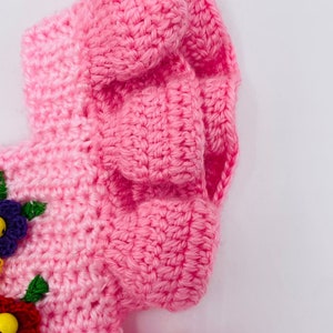 Pink Ruffles Handmade Crocheted Baby Romper W/handstitched Flowerpot - Etsy
