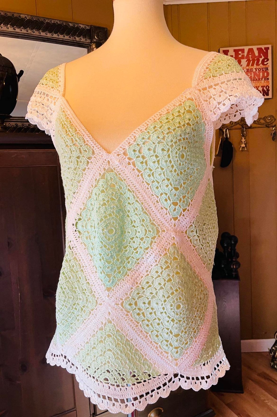 Crocheted, Mint Green, Handmade, Blouse, Shoulders - Etsy