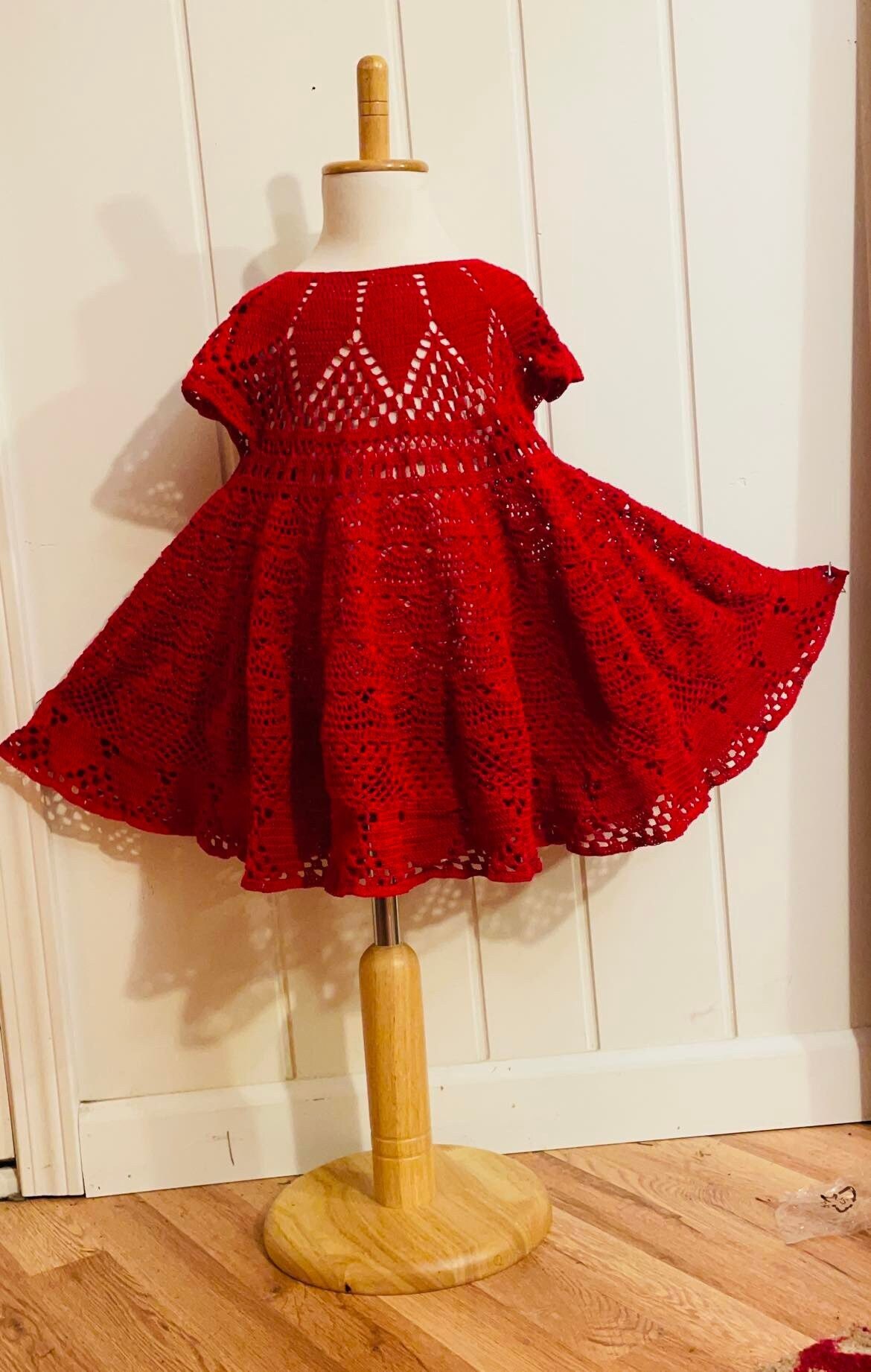 Real Red Crocheted Dress Pattern, Crochet Pattern - Etsy