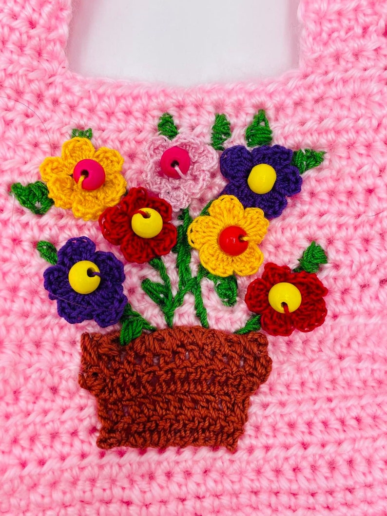 Pink Ruffles Handmade Crocheted Baby Romper W/handstitched Flowerpot - Etsy
